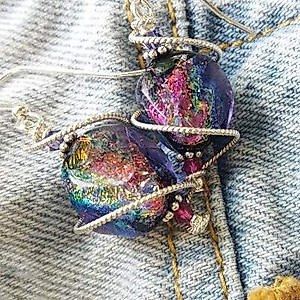 Body Candy Handcrafted 925 Silver Purple Dichroic Drop Dangle Earrings Created with Crystals