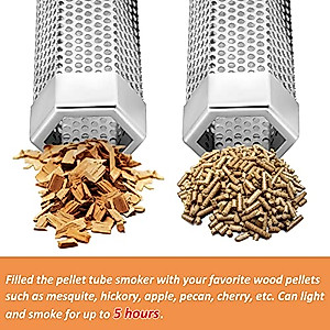 Lineba Smoke Tube，12" Pellet Somker Tube Stainless Steel Smoke Tube for Pellets Smoker, Perfect for Pellet Grill Smoker Hot or Cold Smoking - 5 Hours of Billowing Smoke(Smoke Tube)