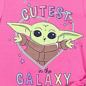 STAR WARS The Mandalorian The Child Toddler Girls Graphic T-Shirt and Leggings Outfit Set Hot Pink 3T