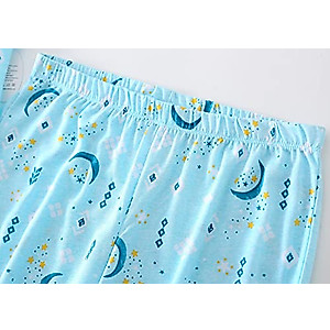 PNAEONG Women’s Pajama Set - Cotton-Blend Short-Sleeve Loose Top with Matching Capri Bottoms SY215-Blue Moon-XL