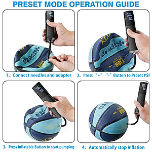 Motorenbau Electric Ball Pump,Smart Air Pump Portable Fast Ball Inflation Accurate Pressure Gauge and Digital LCD Display for Basketball Football Soccer Volleyball (2 Pin and 1 Spout)