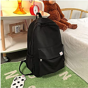 LELEBEAR Sage Green Backpack for School, Backpack Aesthetic for Teen Girls, Large-capacity Casual Rucksack Kawaii Backpack (Black)