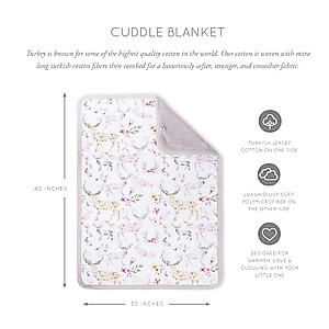 Oilo Baby Blanket, Luxury Soft Plush Backing & 100% Turkish Cotton Jersey Print, Double Layered, 30" x 40", Rolled Jersey Edge Trim, Machine Washable, Infant Blanket, Toddler Blanket, Woodland Fawn