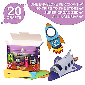 Craftikit® 20 Award-Winning Space Arts and Crafts for Kids - 20 Simple All-Inclusive Fun Toddler Craft Kit for Kids, Organized Crafts for Toddlers Ages 3-10, Galaxy-Themed Kids Craft Activities