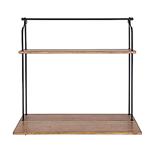 Kate and Laurel Walters Modern Farmhouse Wood and Metal Floating Desk with Folding Drop-Leaf Design, 31x30x14, Rustic Brown/Black