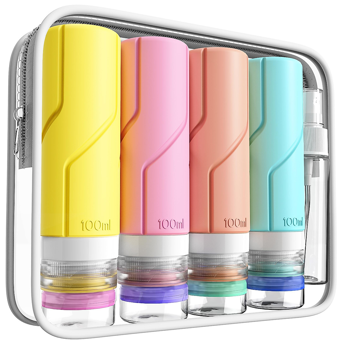 Travel Bottles Set for Toiletries, Travel Essentials Silicone Travel Bottle, Tsa Approved Travel Size Containers for Shampoo, Conditioner, Lotion - Squeezable Tubes Easy Dispensing(BPA Free)