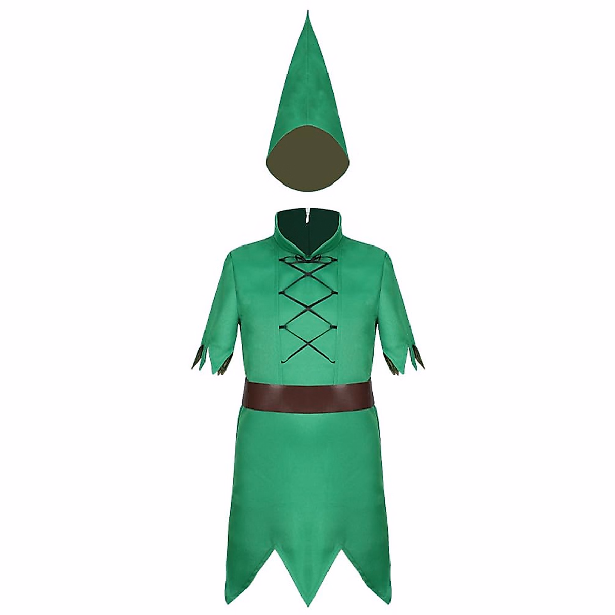 Xuminvty Men Peter Pan Cosplay Hat Shirt Pants Adult Women Peter Pan Green Costume Outfit Halloween Uniform Suit (Green - Women, X-Large)