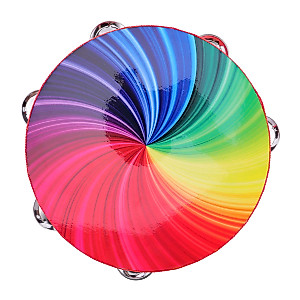 8 Inch Double Row Jingle Tambourine Handbell Clap Drum Bell Percussion Instrument for Adult Colorful Style 1