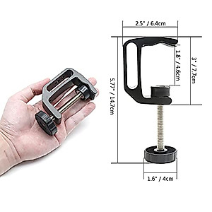 Jersvimc Universal C-Clamp with 1/4" & 3/8" Thread Hole, Aluminum Metal Adjustable Screw C Clamp Bracket for Desktop Desk Table Bench Chair Monitor