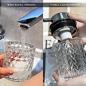 CICUFY Foaming Hand Soap Dispenser, Glass Foam Soap Dispenser or Lotion Dispenser for Kitchen & Bathroom Refillable Clear Glass Liquid soap Dispenser with Large Silver Pump-1 Pack