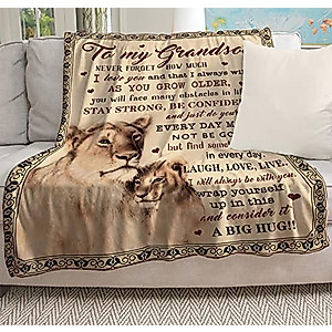 Muxuten Grandson Gifts Blanket - Grandson Gifts from Grandma - Gifts for Grandson - Grandson Gifts from Grandpa/Nana - Grandson Birthday Gift - Graduation Party Gift Ideas Decor Throw Blankets 60"X50"