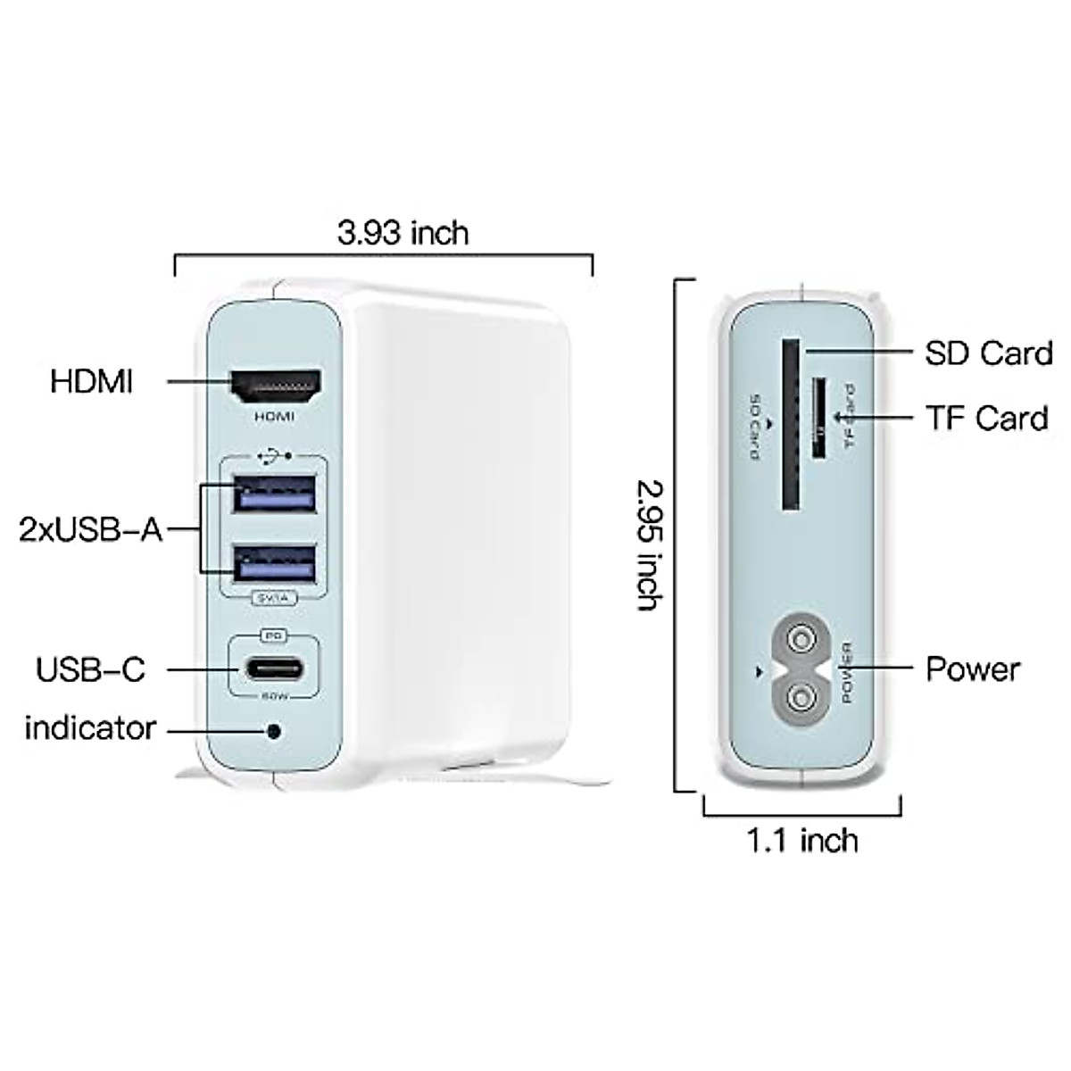 USB C Hub, E EGOWAY 6 in 1 Multiport Adapter Portable USB C Hub with 65W GaN Power Delivery, USB 3.0 Ports, 4K HDMI Port, SD/TF Card Reader Compatible with MacBook Pro, iPad Pro and More USB C Device