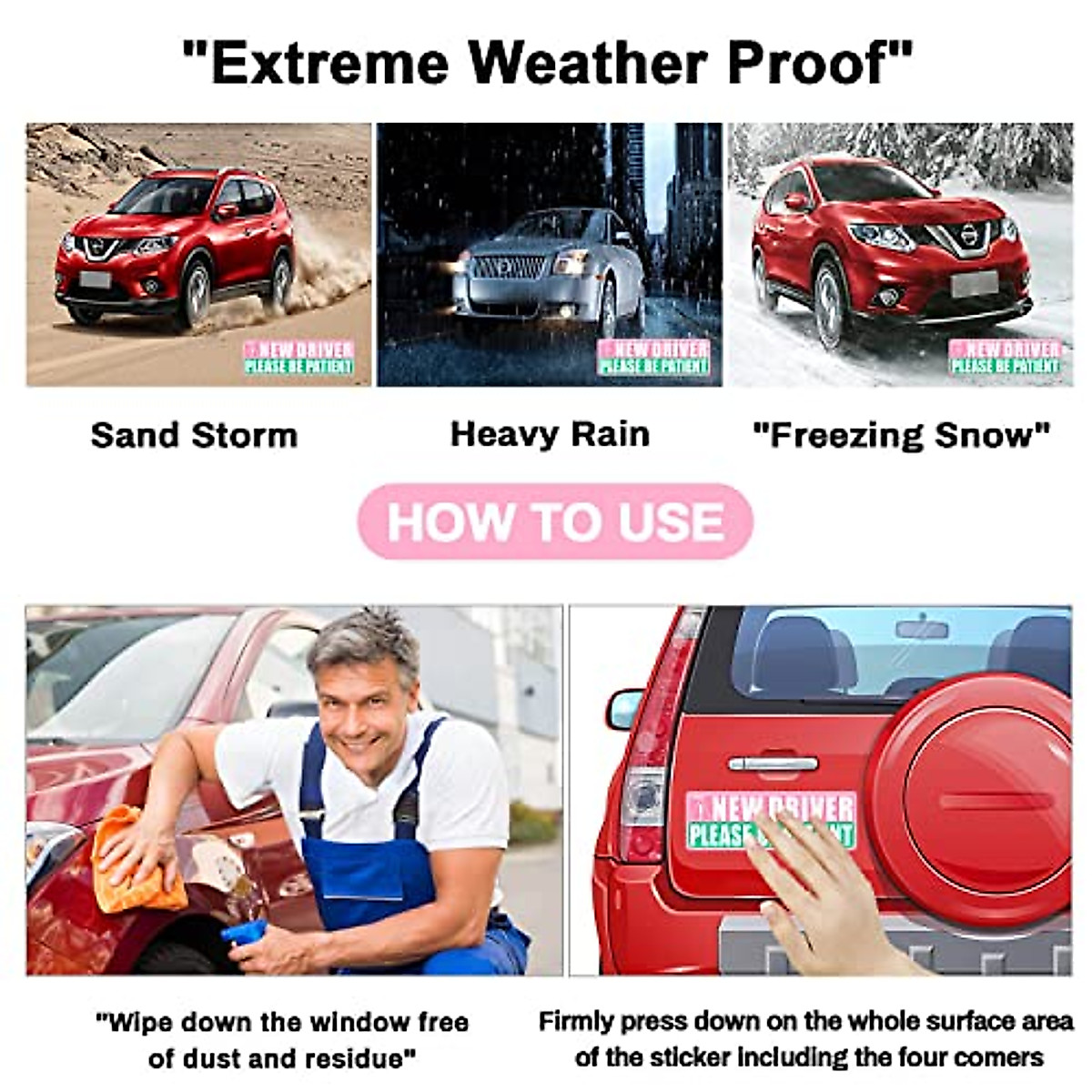 Sukh New Student Driver for Car - Student Driver Car Magnet Be Patient Student Driver Magnet Boys and Girls Safety Warning Reflective Signs Reusable Movable 3 Pcs