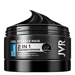 JVR Peel Off Face Mask, Blackhead Remover Mask for Men, Charcoal Peel Off Black Mask, Facial Mask Purifying and Deep Cleansing for All Skin Types 4.23 OZ