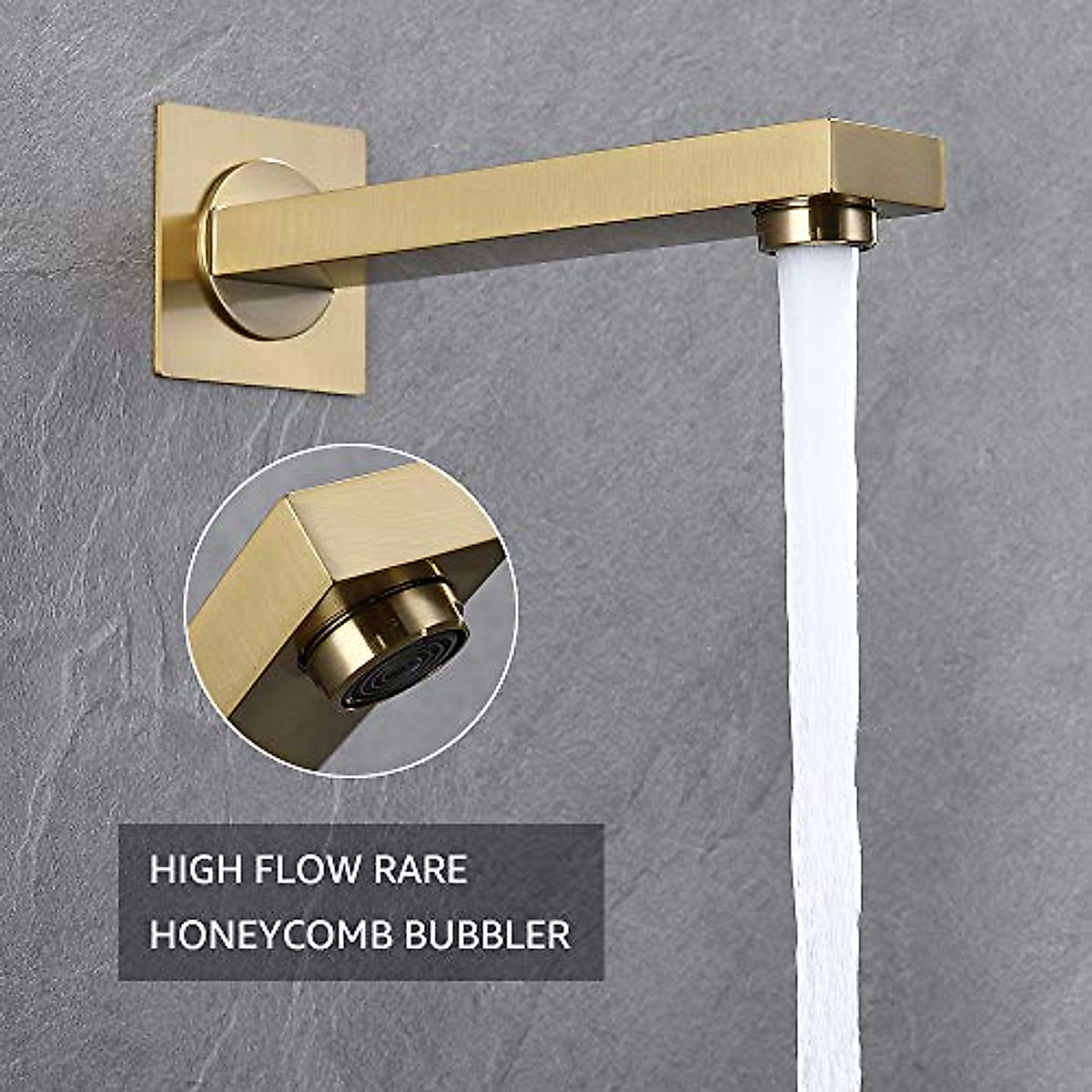 Iriber Champagne Bronze Rain Shower System with Waterfall Tub Spout 3 Function Brush Gold Shower Faucet Set Contain 12 Inch Shower Head and Handheld Brushed Brass Shower Trim Kit (Valve Included)
