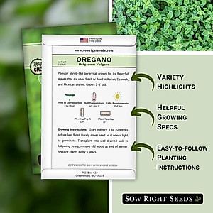 Sow Right Seeds - Oregano Seed for Planting; Non-GMO Heirloom; Instructions to Plant and Grow a Kitchen Herb Garden, Indoor or Outdoor; Great Gardening Gift (1)