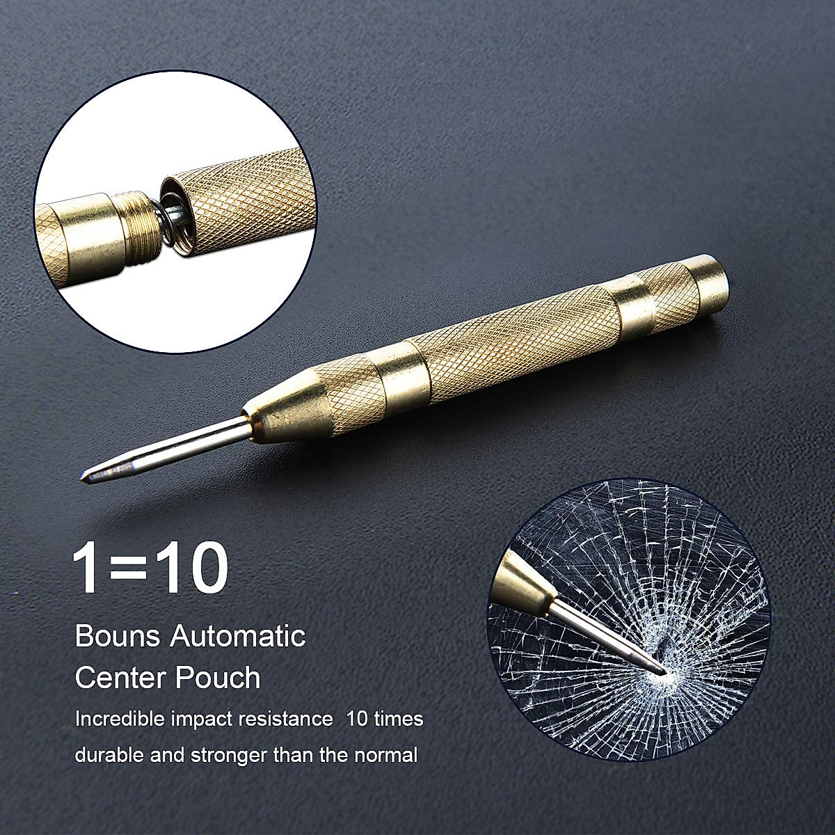 HYCLAT 5PCS Step Drill Bit Set & 1PC Automatic Center Punch | Titanium High-Speed Steel (HSS) Stepper Cone Drill Bit | Covering 50 Sizes(1/8''-1 3/8''), 135 Degree Point, with Aluminum Case