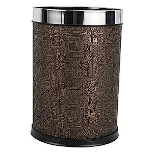 UOXOO Garbage Container Garbage Bin Trash Can Waste Bins Round Leather Waste Basket for Bedroom Living Room Office Garbage Can/Egyptian Pattern