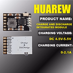 HUAREW 5V 2A Charge and Discharge Integrated Module 3.7V/4.2V Lithium Battery Mobile Power Plate Charge and Discharge Protection (6 PCS)