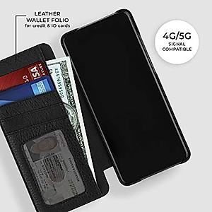 Case-Mate - LEATHER WALLET FOLIO - Case for Samsung Galaxy S20+ | S20 Plus - 5G Compatible - Holds 4 Cards + Cash - Black Leather