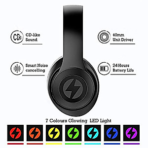 Bluetooth 5.0 Headphones,Dualpow Wireless Over Ear Gaming Homeschooling Headset 24Hrs Playtime Deep Bass Microphone for iPhone/Android/IPAD/Tablets/TV/PC & ONLY Wired for PS4/PS5,Switch,Xbox (DH)