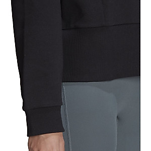 adidas Women's Crew Neck Studio Fleece Sweatshirt, Long Sleeve, Black/White, Medium