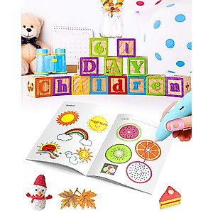 3D Printing Drawing Book, Reusable Colorful 40 Patterns Thick Paper Template with a Clear Plate, Painting Graffiti Template for 3D Pen Kids DIY Gift