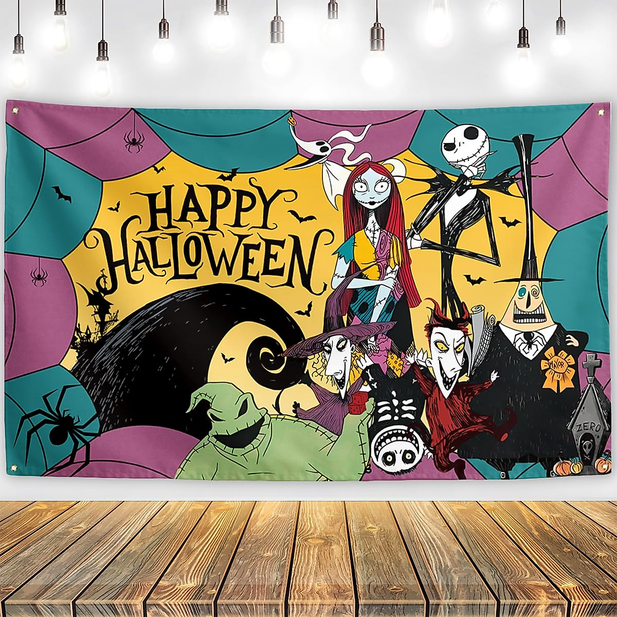 Halloween Decorations Christmas Nightmare Before Backdrop Jack Sally Gothic Banner Day of The Dead Halloween Decorations for Home Party