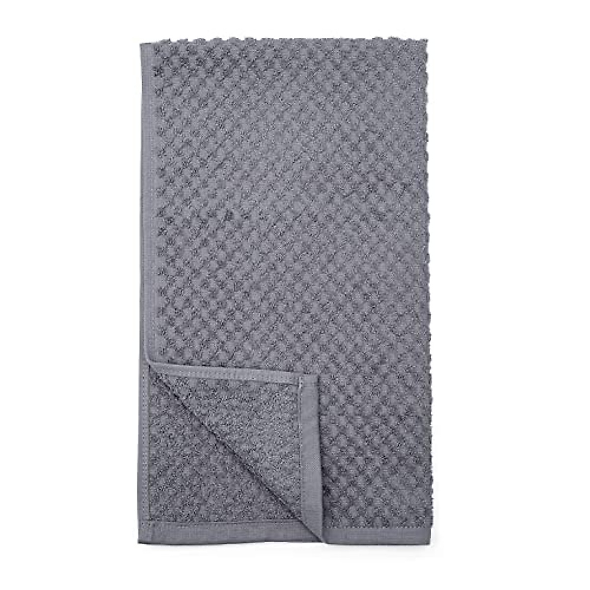 Amazon Basics 100% Cotton, Soft & Absorbent, Popcorn Texture Terry Kitchen Dish Towels, 28"L x 16"W, Grey Stripe, Pack of 4