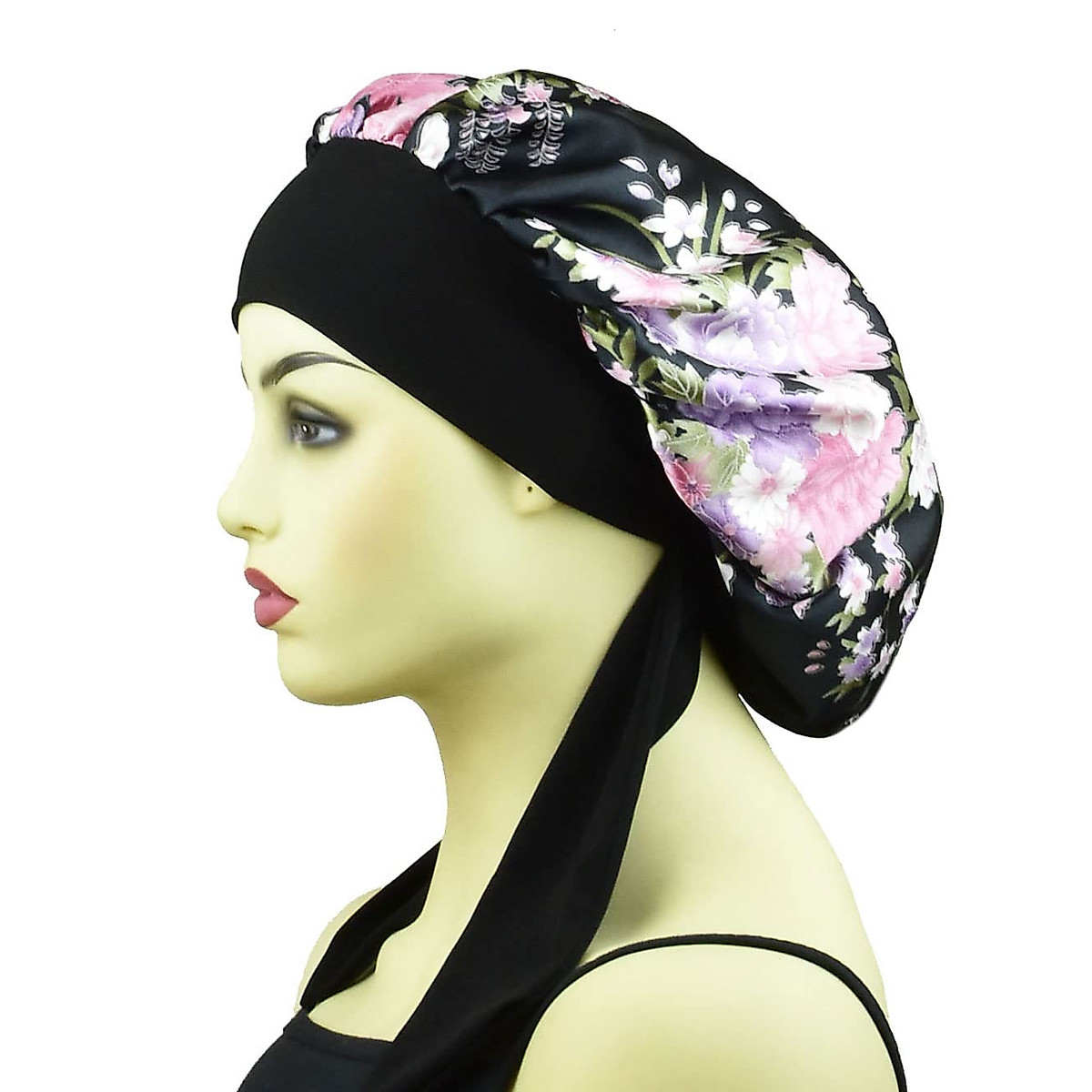 Silk Bonnet Satin Bonnet for Sleeping Curly Hair Cover Sleep Cap Silk Night Caps for Women Large Silk Sleep Bonnet with Tie