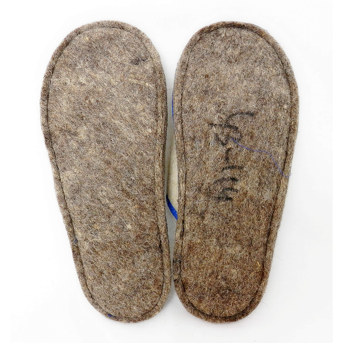 PetriStor 100% Natural Wool Felt Sauna Slippers Ukrainian Ornament Blue for Men - Sauna Banya Slippers Felt Bathhouse/Vaporarium - Made in Ukraine