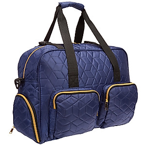 POSHnFIT Women Exercise Fitness Gym Travel & Weekender Duffel bag Waterproof Wet Storage Yoga Mat Storage Shoe Storage Carry On Luggage (Blue, Quilted Outer)