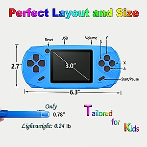 Beijue 16 Bit Handheld Games for Kids Adults 3.0'' Large Screen Preloaded 100 HD Classic Retro Video Games USB Rechargeable Seniors Electronic Game Player Birthday Xmas Present (Blue)