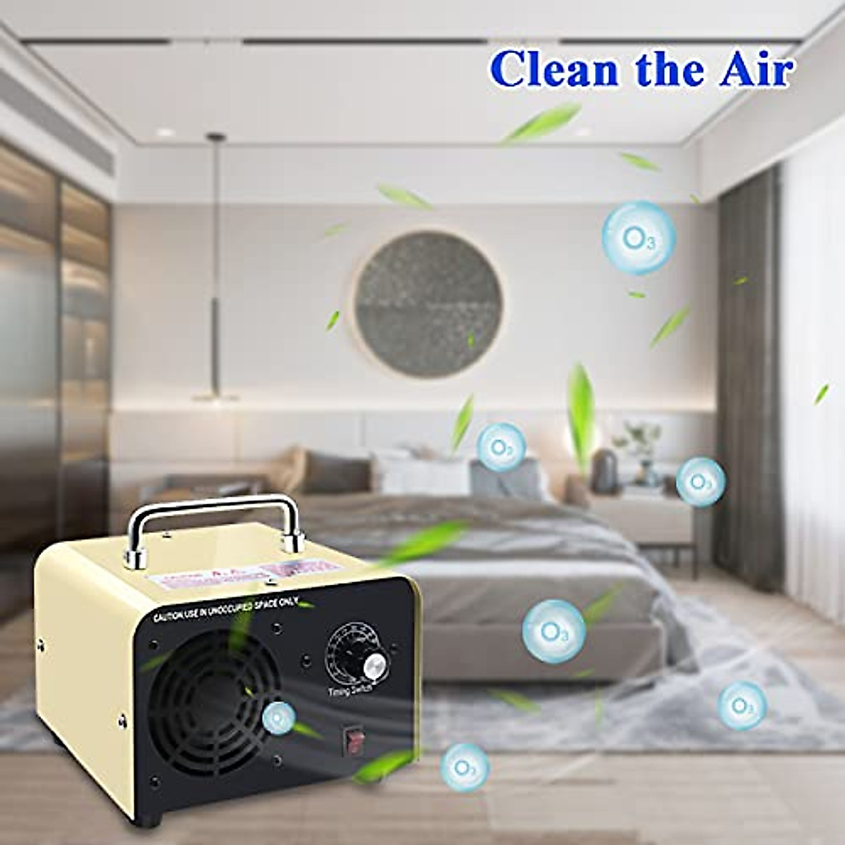 Commercial Ozone Generator, 10,000mg/h Industrial Ozonator Deodorizer Ozone Machine Odor Remover, for Room Home Bar Farms Cars and Pets Powerful Cleaning (Yellow)