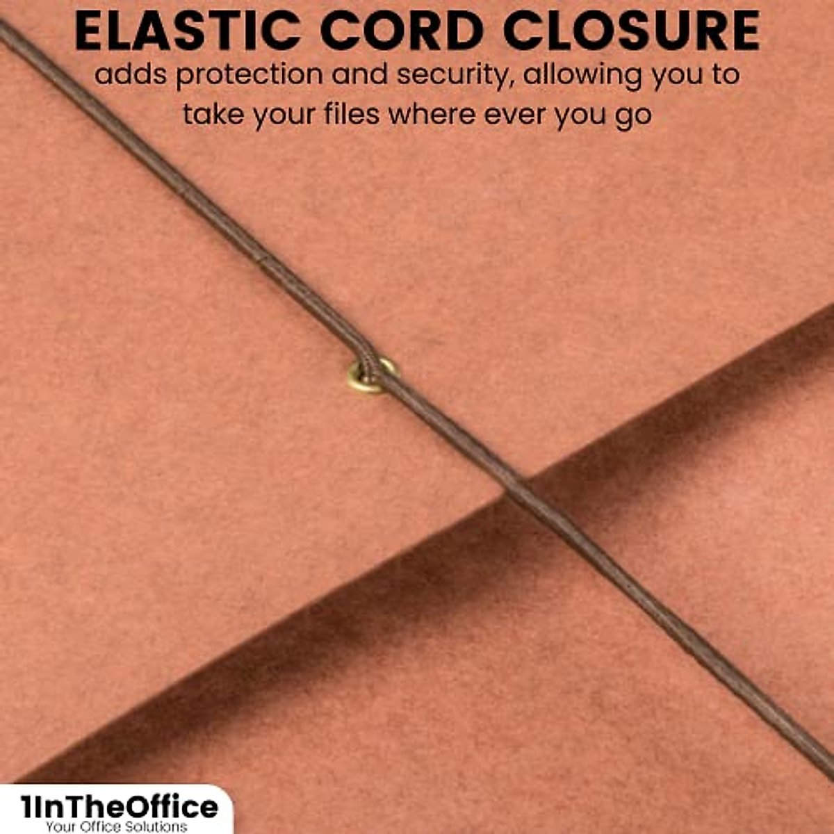1InTheOffice Expanding File Wallet with Flap and Cord Closure, 5-1/4" Expansion, Letter Size, Redrope, 2 Pack