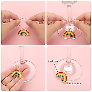 18 Pcs Wine Glass Charms Set 80's Vintage Markers Wine Glass Rings Tag Identification with Buckle and Drawstring Bag for Stem Glasses, Bachelorette Party, Wine Tasting Party Favors Decorations