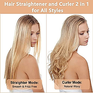 Hywestger Flat Iron Hair Straightener and Curler 2 in1 | 360° Airflow Styler Curling Iron with 80 Ionic Cooling Air Vents, 5 Adjustable Temperature Settings, 15s Fast Heating & Dual Voltage