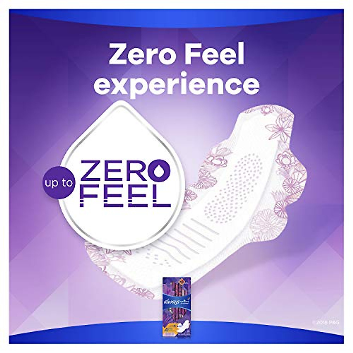 ALWAYS Radiant, Size 4, Overnight Sanitary Pads With Wings, Scented, 20 Count