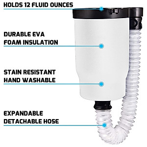 Portable Can or Bottle Cooler & Cup with 2 Detachable Expandable Hose and Bottle Opener Keychain,Hose Funnel Cup for Beverage Drink, Built for Party Bottle Bottle Drinking Funnel (White)