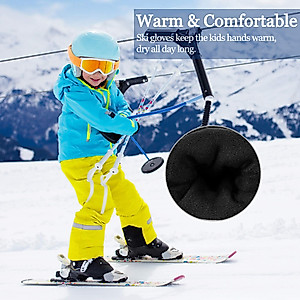 Cevapro Kids Winter Gloves Waterproof Ski Thermal Gloves Touchscreen Ski Warm Gloves for Kids Boys Girls Children Skiing Cycling