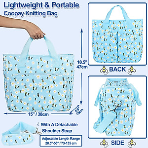 Coopay Crochet Tote Bag Large Capacity Knitting Bag, Portable Yarn Storage Bag for All Knitting Crochet Supplies, Knitting Organizer Bag for Beginners Adults Youth/Knitting Crochet Lovers