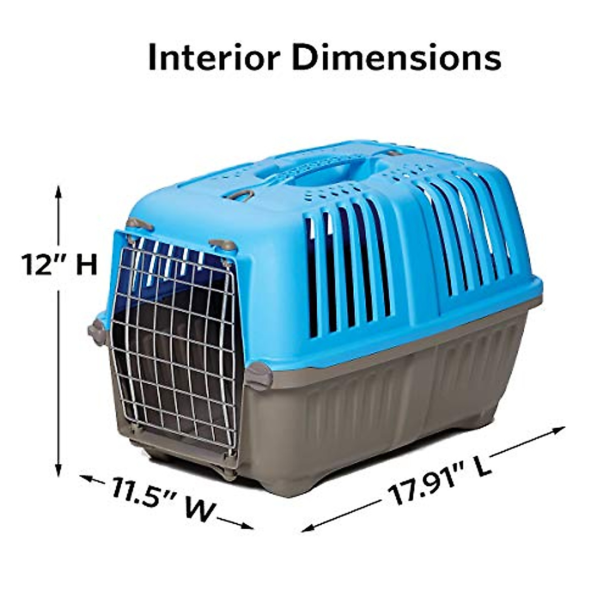 Pet Carrier: Hard-Sided Dog /Cat Carrier, Small Animal Carrier in Blue, Inside Dims 17.91 L x 11.5 W x 12 H & Suitable for Tiny Dog Breeds, Perfect Dog Kennel Travel Carrier for Quick Trips