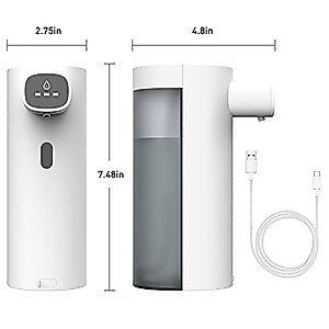 Bertreno Automatic Soap Dispenser, Foaming Soap Dispenser USB Rechargeable Touchless Hand Soap Dispenser with 3 Adjustable Soap Volume for Kitchen Bathroom 300ml