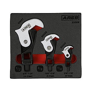 ARES 33009 – 3-Piece Auto Adjusting Crowfoot Wrench Set – Spring Loaded Adjustable Wrench Set with 5 to 32mm (3/16-Inch to 1 1/4-Inch) Coverage – Male & Female Square Drives