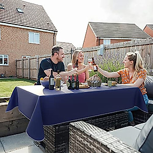 Dark Blue Vinyl Tablecloths - 54 In. x 108 In. - Pack Of 1 Rectangle Tablecloth - Dark Blue Flannel Backed Vinyl Tablecloths For Rectangle Tables - Plastic Table Cloths - Flannel Backing - Waterproof