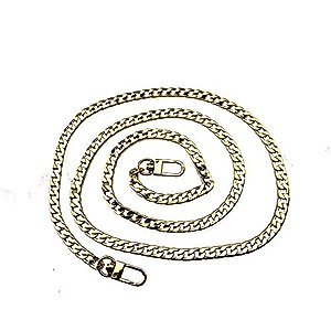 HAHIYO Mini Pochette Purse Chain Strap Thin Wide 7mm for LV Length 43.3 inches Thick 2.6mm Shiny Gold for Shoulder Cross Body Sling Handbag Wallet Clutch Comfortable Flat Metal Strap 1 Pack