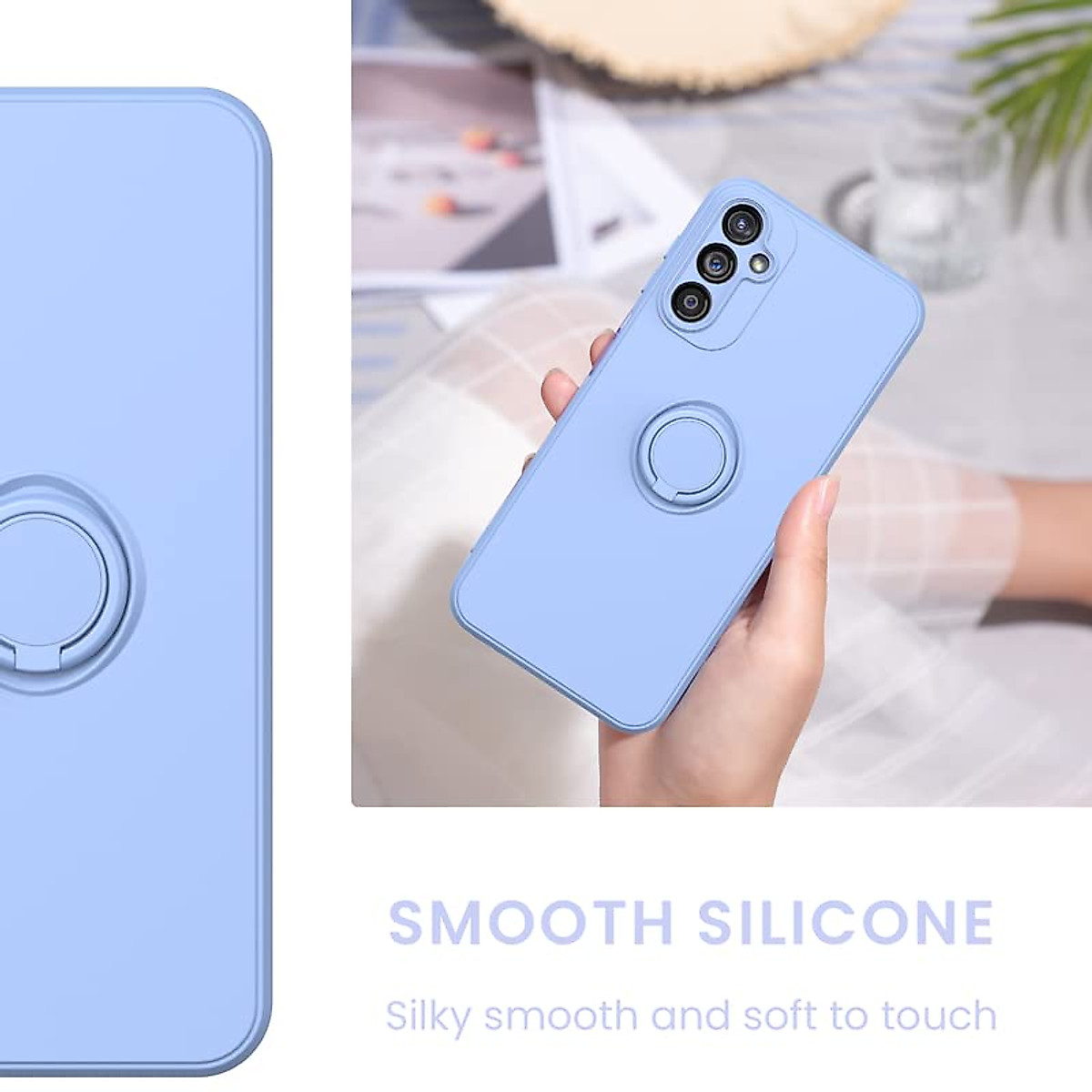 DagoRoo for Samsung Galaxy A14 5G Liquid Silione with Tempered Glass Screen Protector Case, Galaxy A14 5G with Kickstand Soft Slim Shockproof Protective Cases | Anti-Scratch Microfiber Lining (Purple)