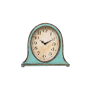 Creative Co-Op Metal Mantel Clock with Aqua Finish