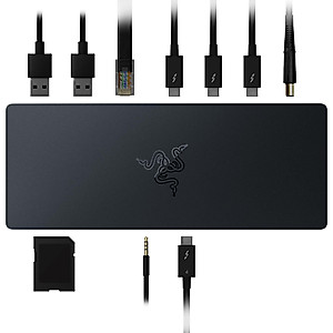 Razer Thunderbolt 4 Dock: 10 Ports in 1 - Dual 4K or Single 8K Video Output - USB A and C Hub, 2.5 GbE Thunderbolt 3, Mac, and PC Compatible - Thunderbolt 4 Certified - Passthrough Charging - Chroma