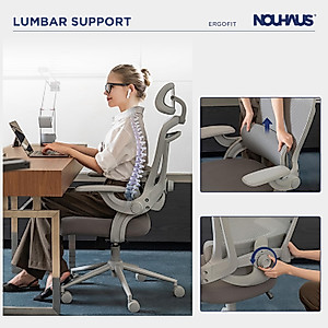 NOUHAUS ErgoFlip Mesh Computer Chair - Rolling Desk Chair with Retractable Armrest and Blade Wheels Ergonomic Office Chair, Desk Chairs, Executive Swivel Chair, Reinforced Base (Blue)
